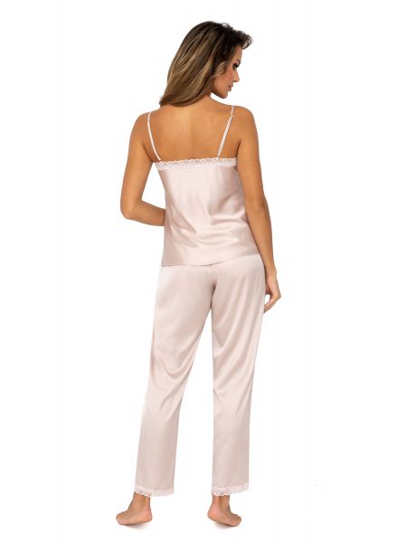 Tiffani beige - long satin pajamas - DONNA - manufacturer of pajamas ...